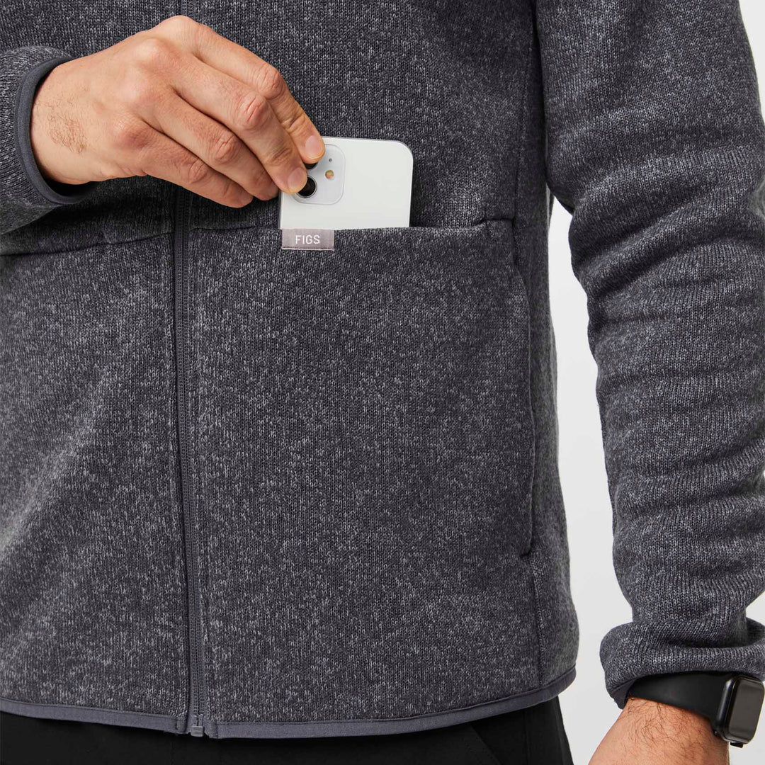 Men’s On-Shift Sweater Knit Jacket™ - Heather Dark Charcoal · FIGS