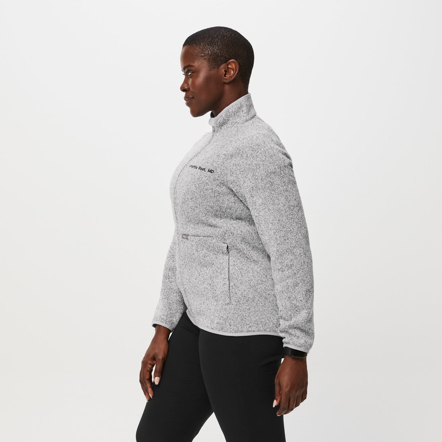 Women’s On-Shift Sweater Knit Jacket™ - Heather Light Grey · FIGS