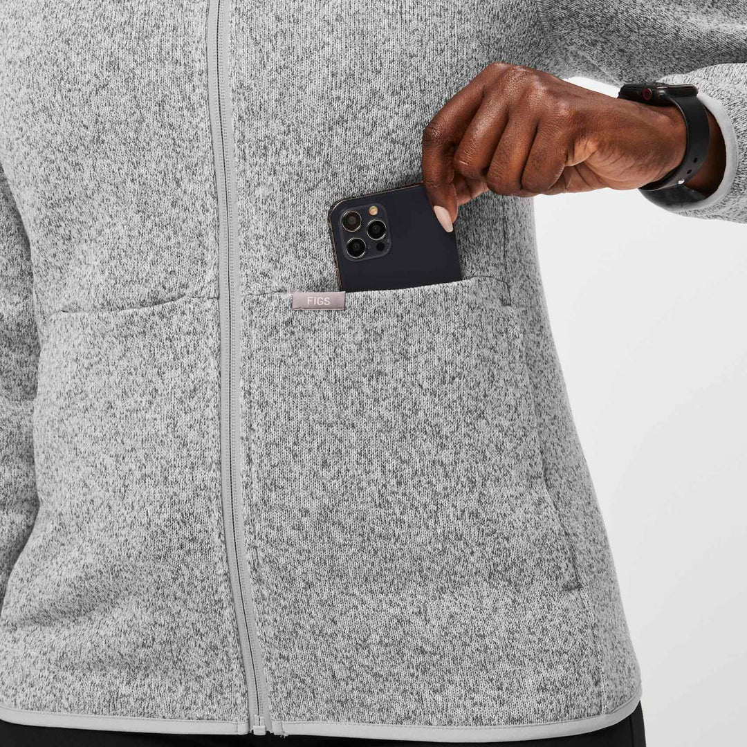 Women’s On-Shift Sweater Knit Jacket™ - Heather Light Grey · FIGS