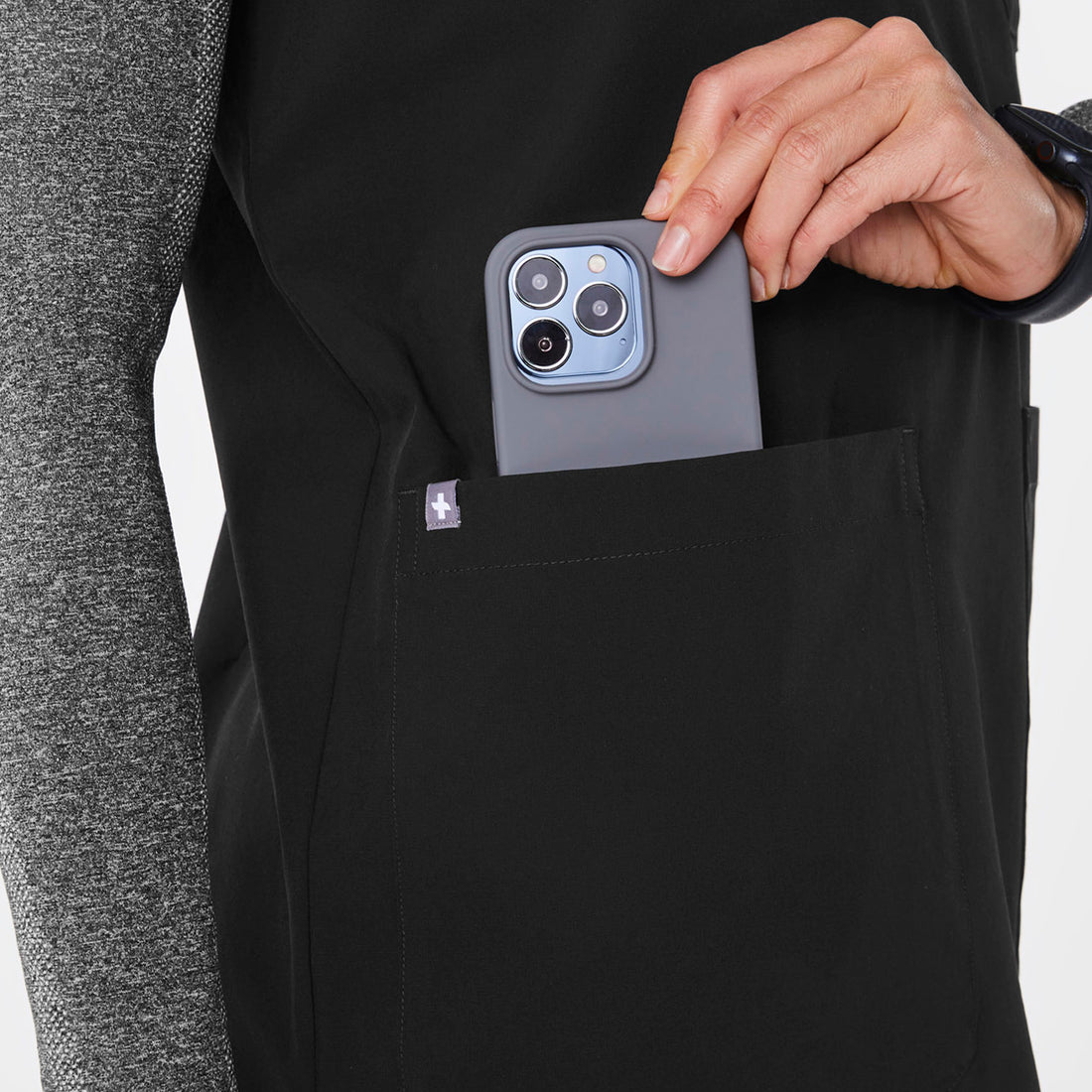 Women's V-Neck FREEx Sleeveless ScrubSmock™ - Black · FIGS