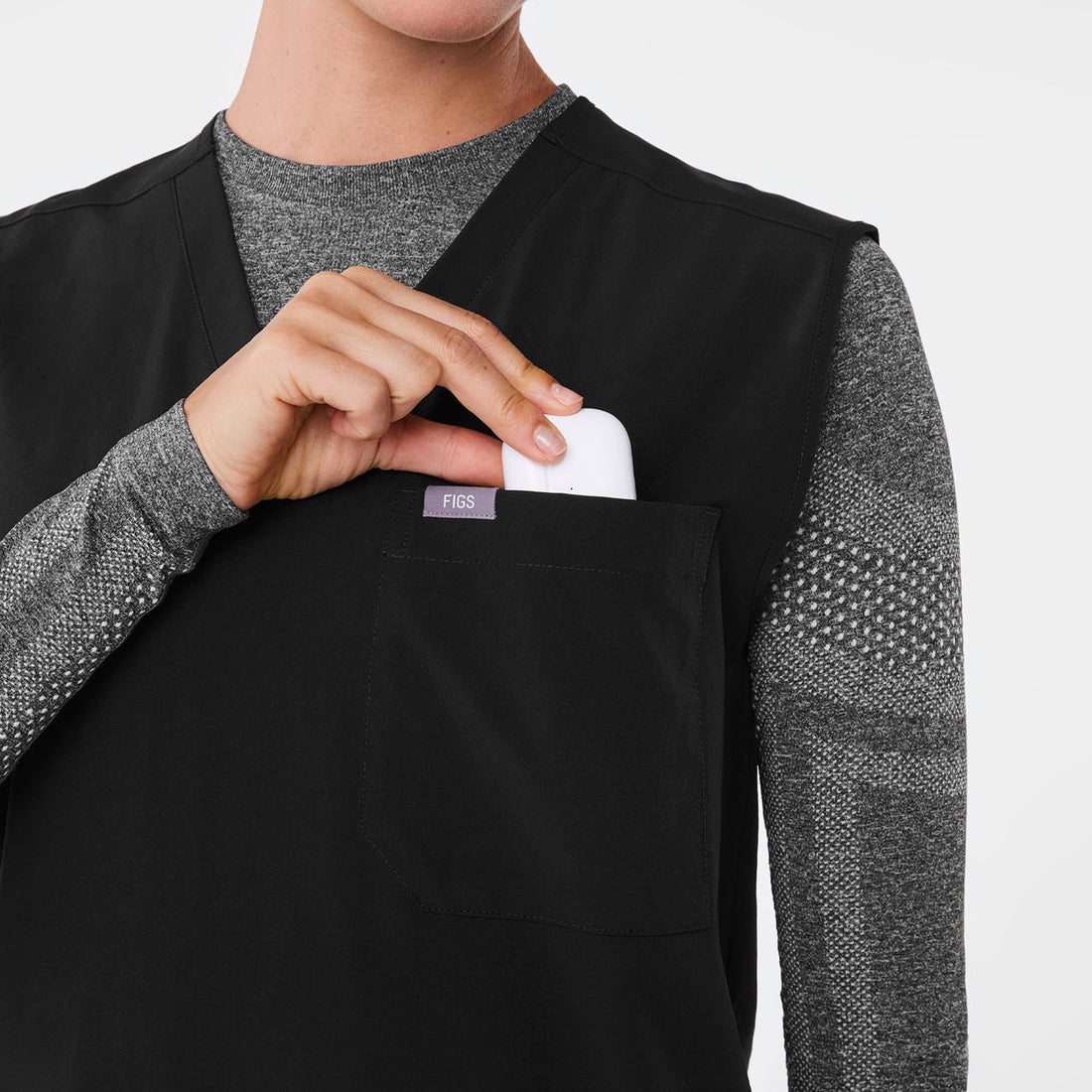 Women's V-Neck FREEx Sleeveless ScrubSmock™ - Black · FIGS
