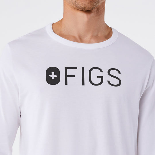 Men's FIGS Logo Supersoft Longsleeve Underscrub - White