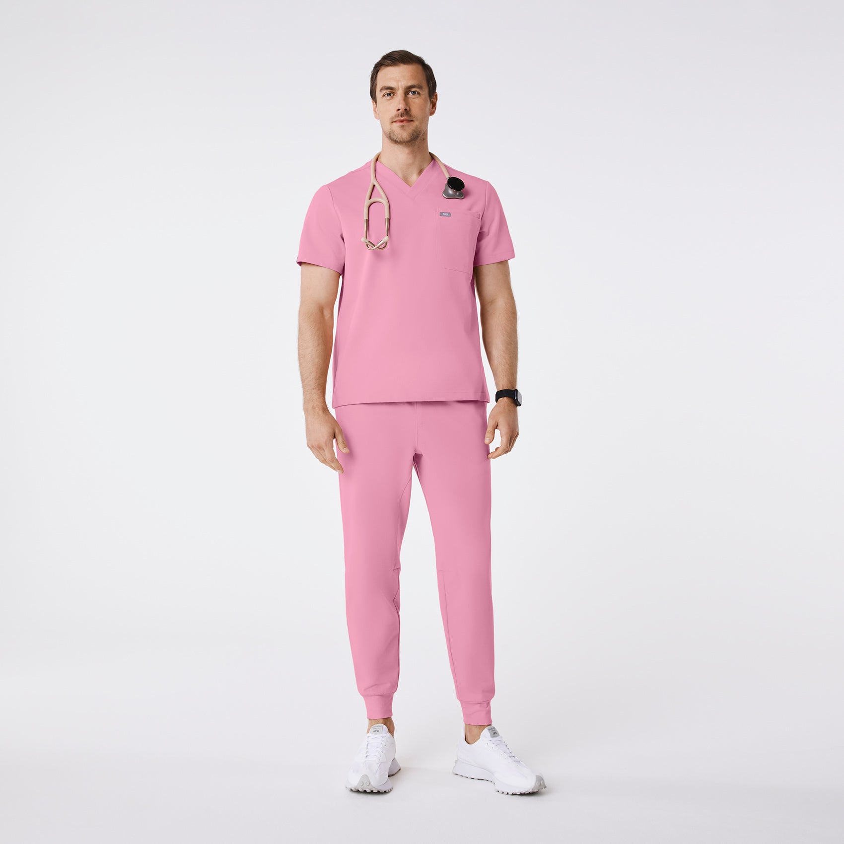 Men's Leon™ Three-Pocket Scrub Top - Chalk Pink · FIGS