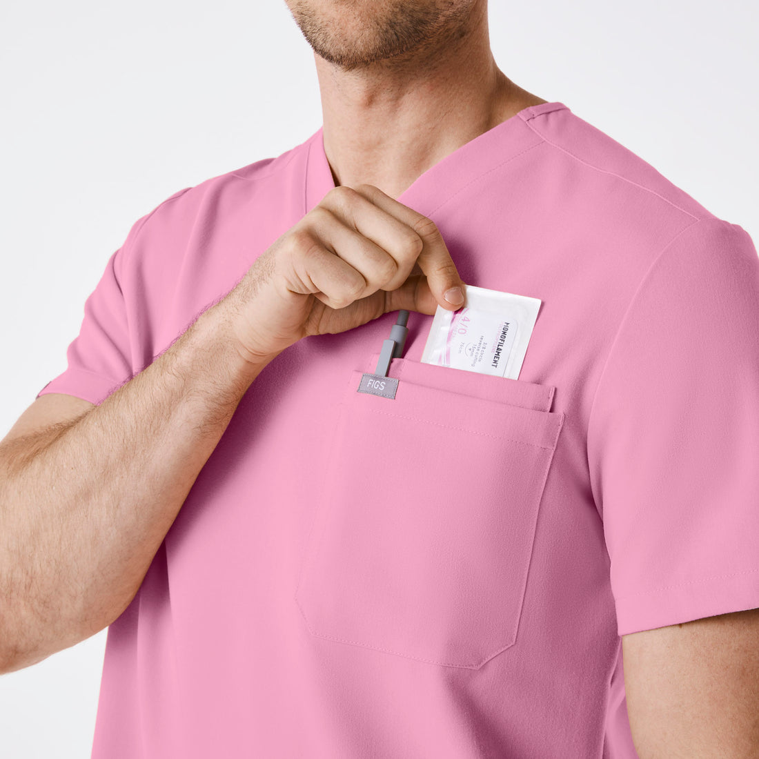 Men's Leon™ Three-Pocket Scrub Top - Chalk Pink · FIGS