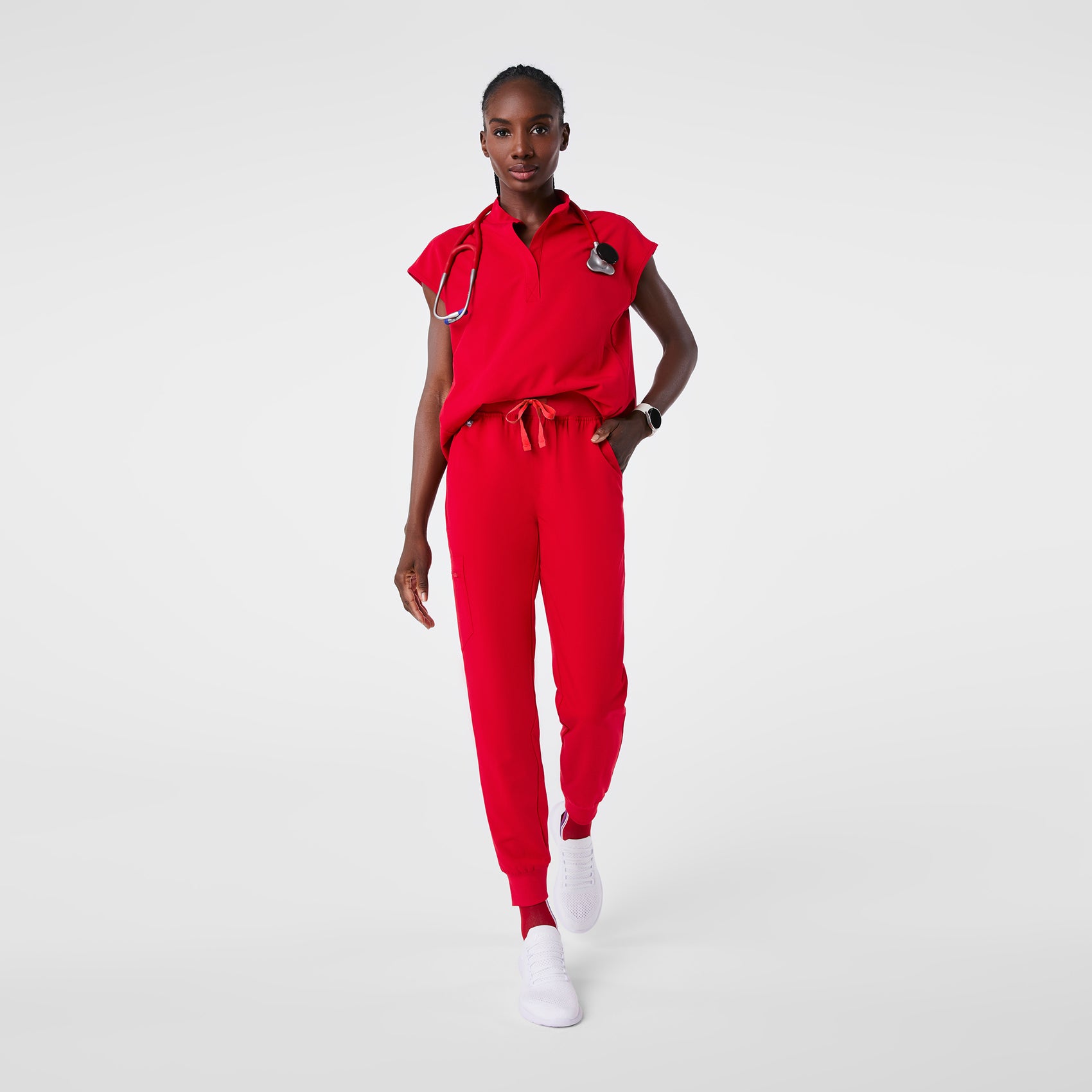 Women's Rafaela Oversized Scrub Top™ - Pop Red · FIGS