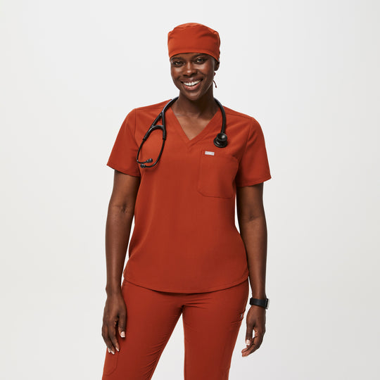 Modern Classic Scrub Cap with Buttonholes - Auburn · FIGS