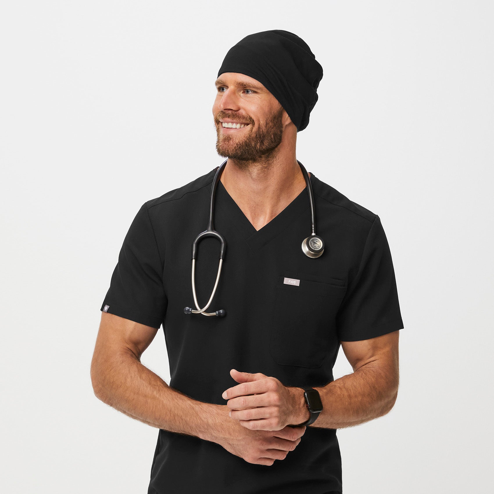 Modern Expandable Scrub Cap - Black · FIGS