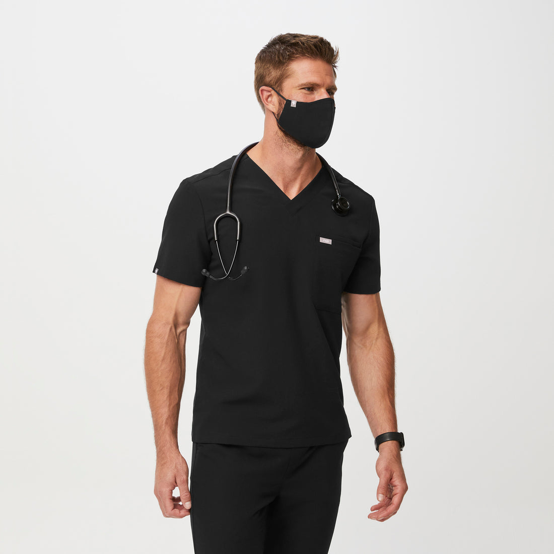 Mascarilla ajustable con tejido FIONx™ - Negro · FIGS