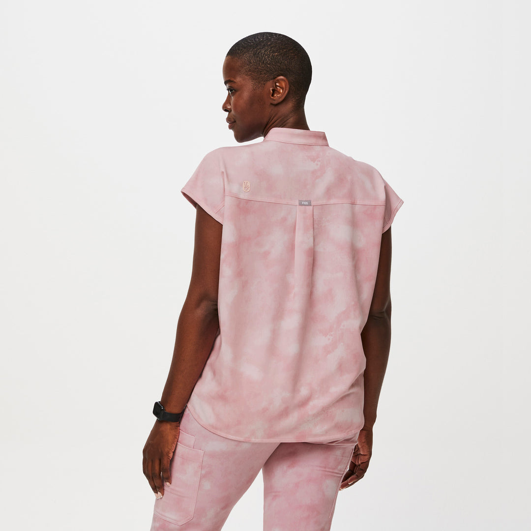 Women's Rafaela Oversized Scrub Top™ - Marbled Rose · FIGS