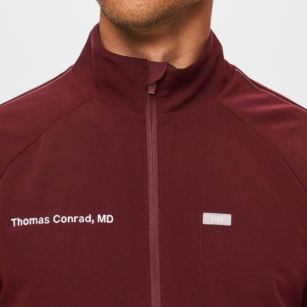 Men’s Cobaki Performance Scrub Jacket - Burgundy · FIGS