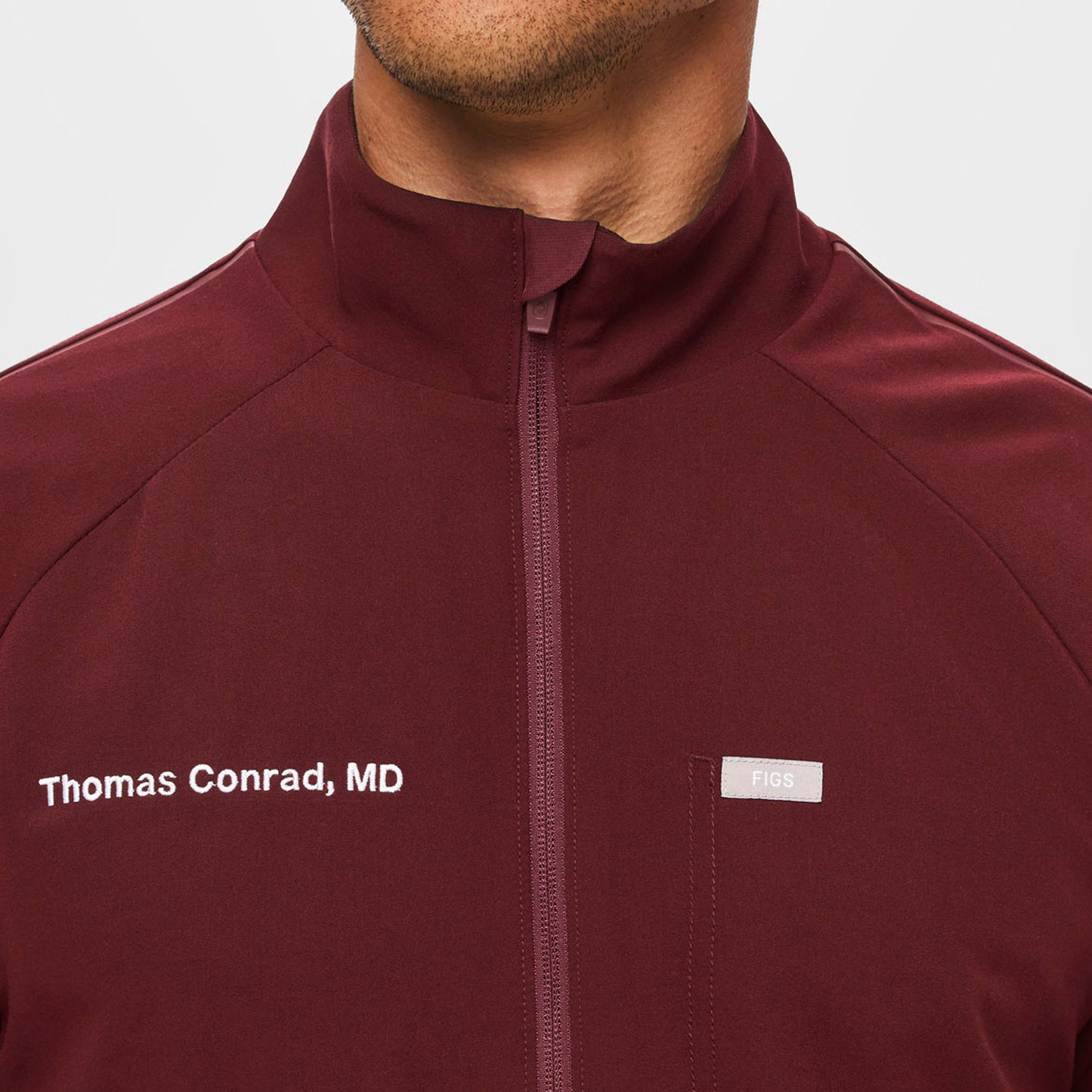 Men’s Cobaki Performance Scrub Jacket - Burgundy · FIGS