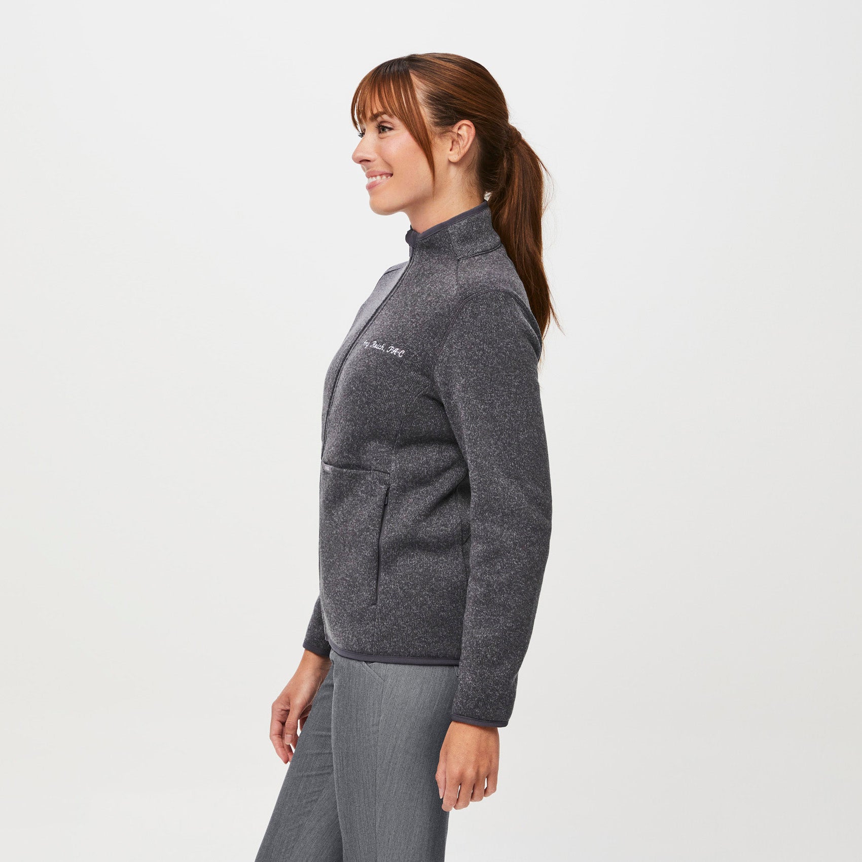 Women’s On-Shift Sweater Knit Jacket™ - Heather Dark Charcoal · FIGS