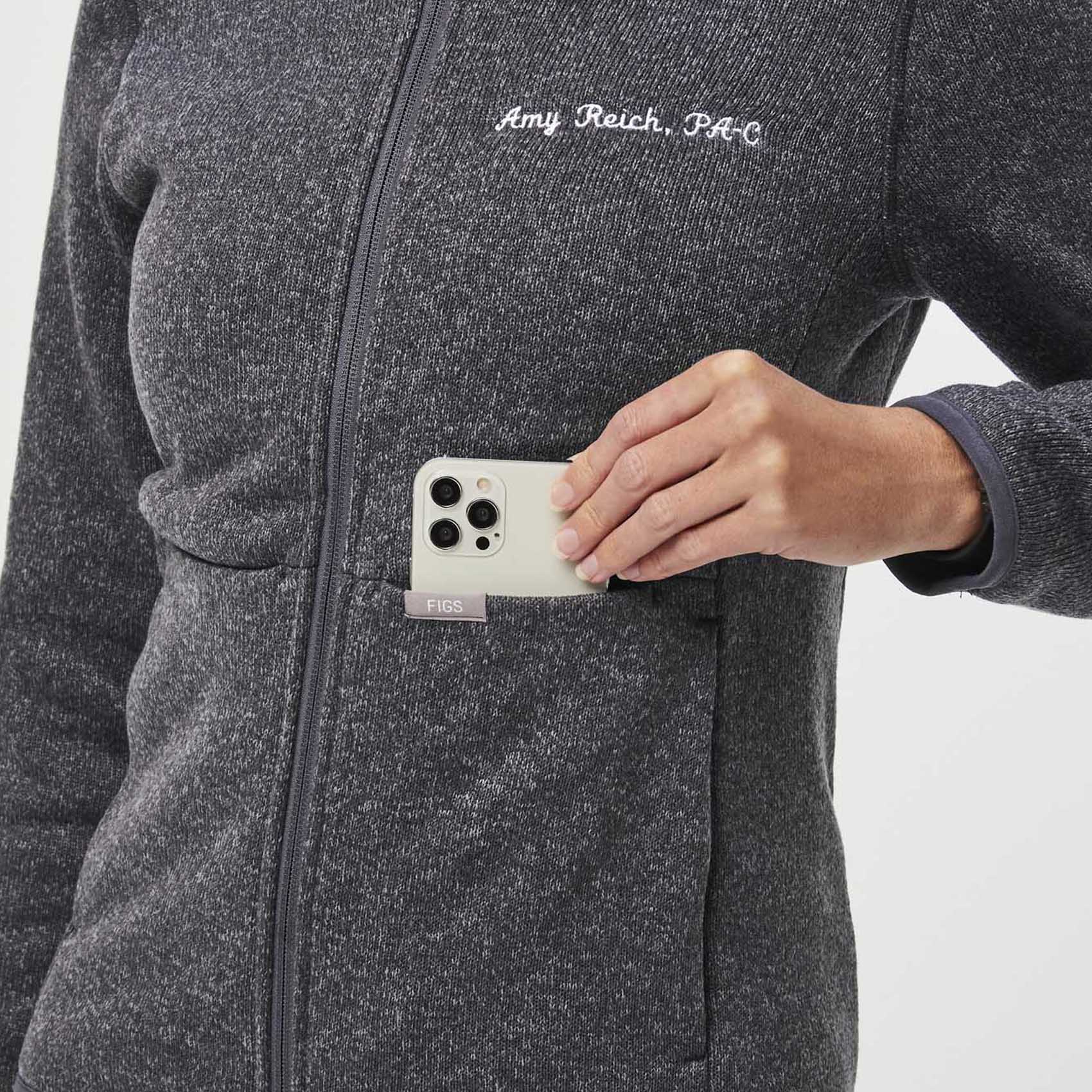 Women’s On-Shift Sweater Knit Jacket™ - Heather Dark Charcoal · FIGS