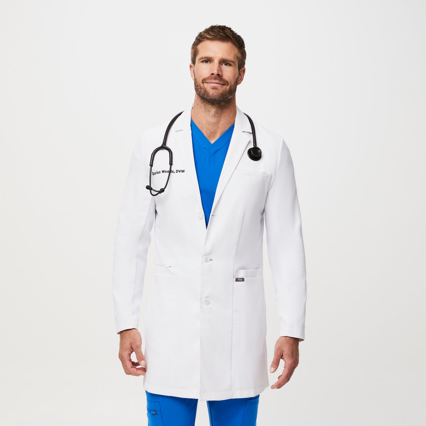 Men’s Harlem Slim Long Lab Coat - White · FIGS