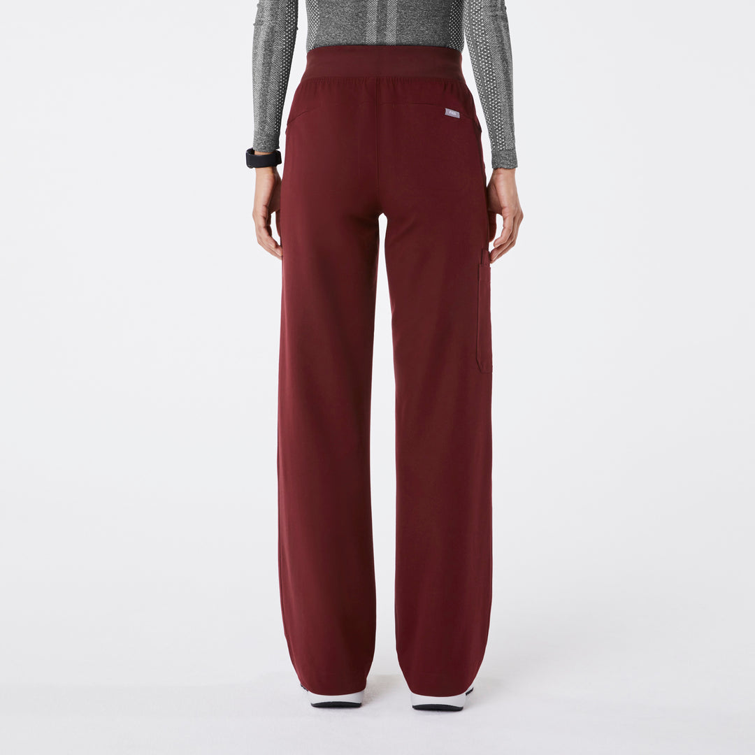 Women’s High Waisted Isabel Wide Leg Scrub Pants - Burgundy · FIGS