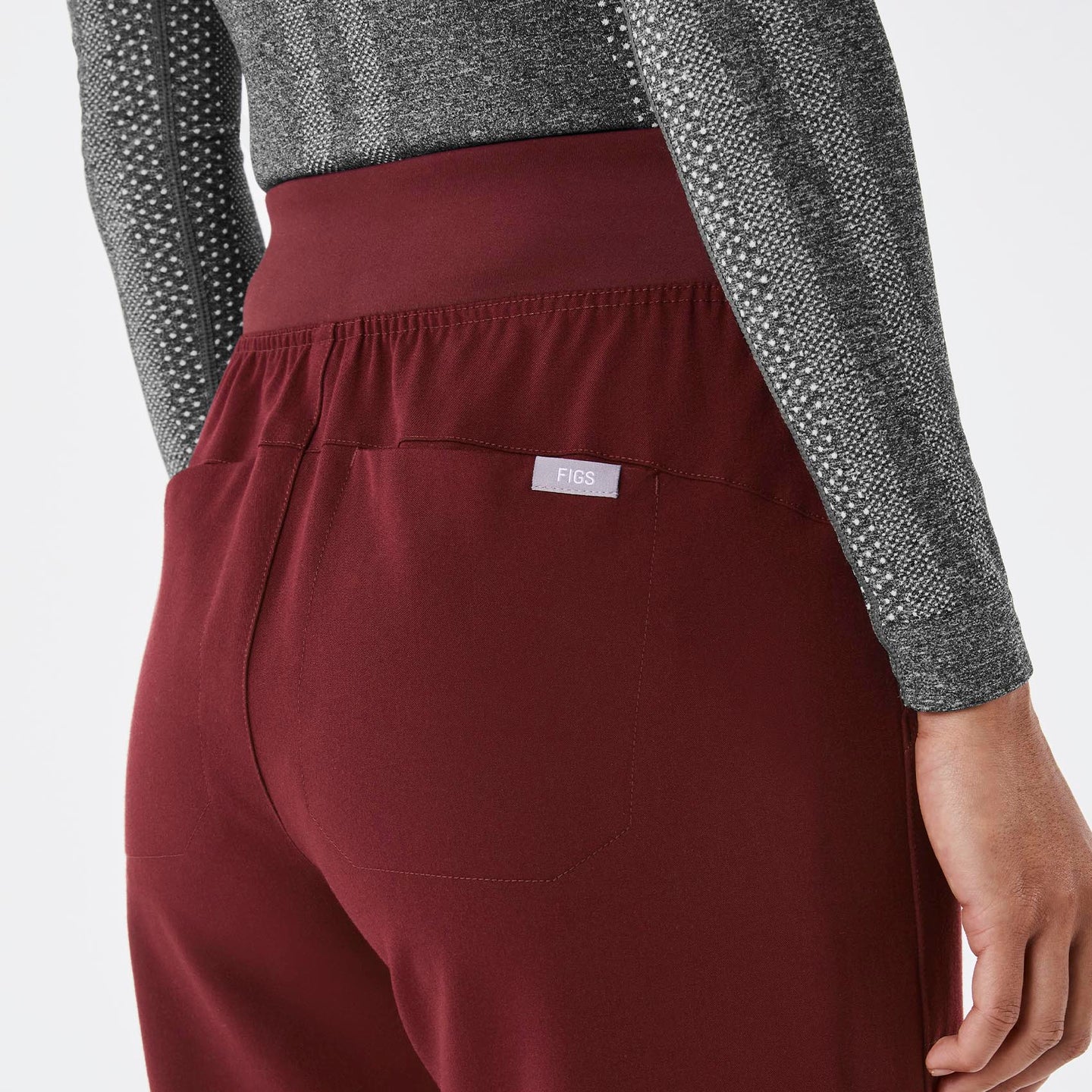 Women’s High Waisted Isabel Wide Leg Scrub Pants - Burgundy · FIGS