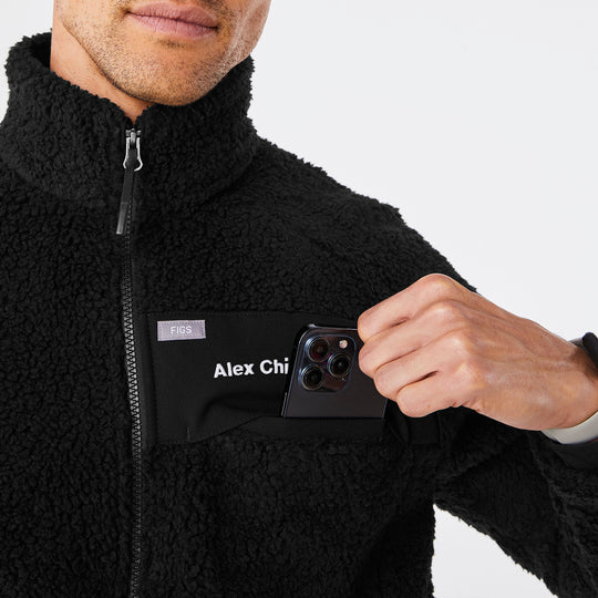 Men’s On-Shift High Pile Fleece Bomber Jacket™ - Black · FIGS