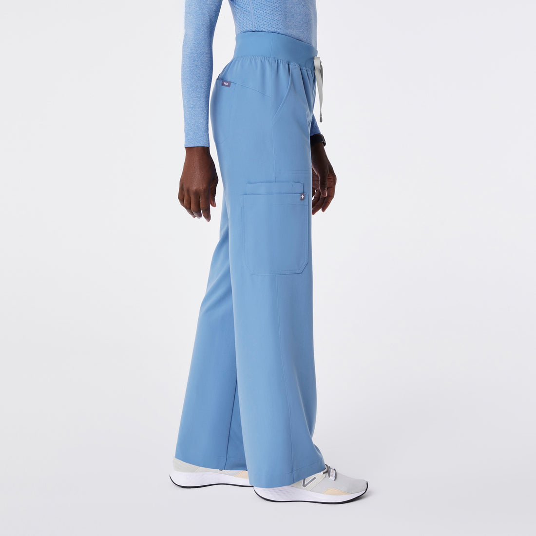Women’s High Waisted Isabel Wide Leg Scrub Pants - Ceil Blue · FIGS