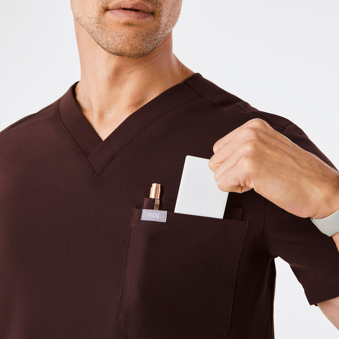 Men's Leon™ Three-Pocket Scrub Top - Espresso · FIGS