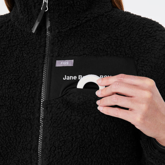 Women’s On-Shift High Pile Bomber Jacket™ - Black · FIGS