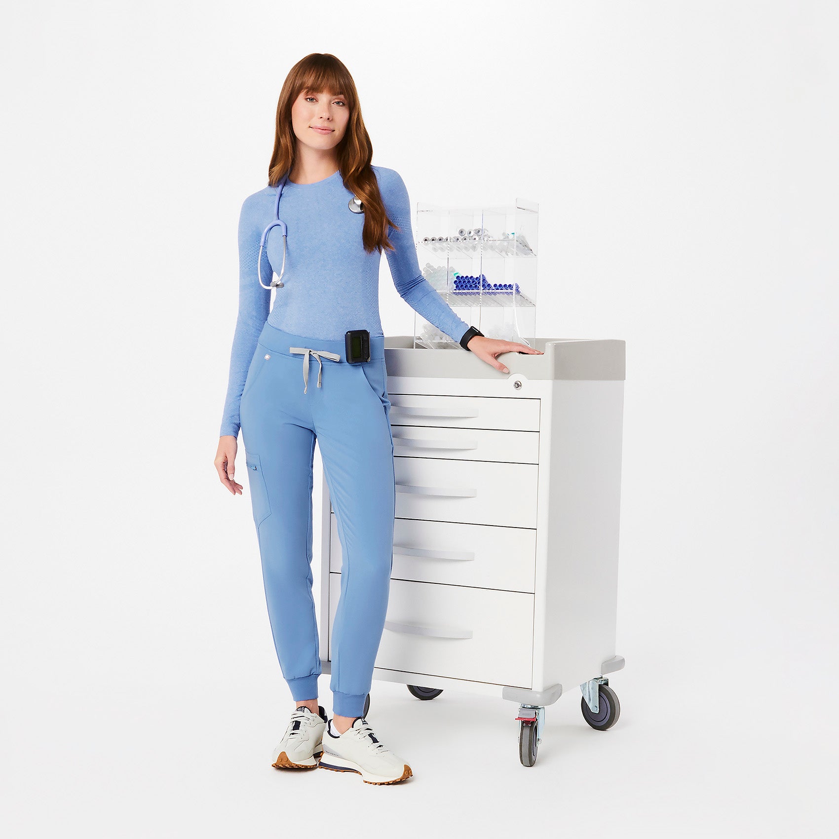 Women's Salta Seamless Longsleeve Underscrub - Ceil Blue · FIGS