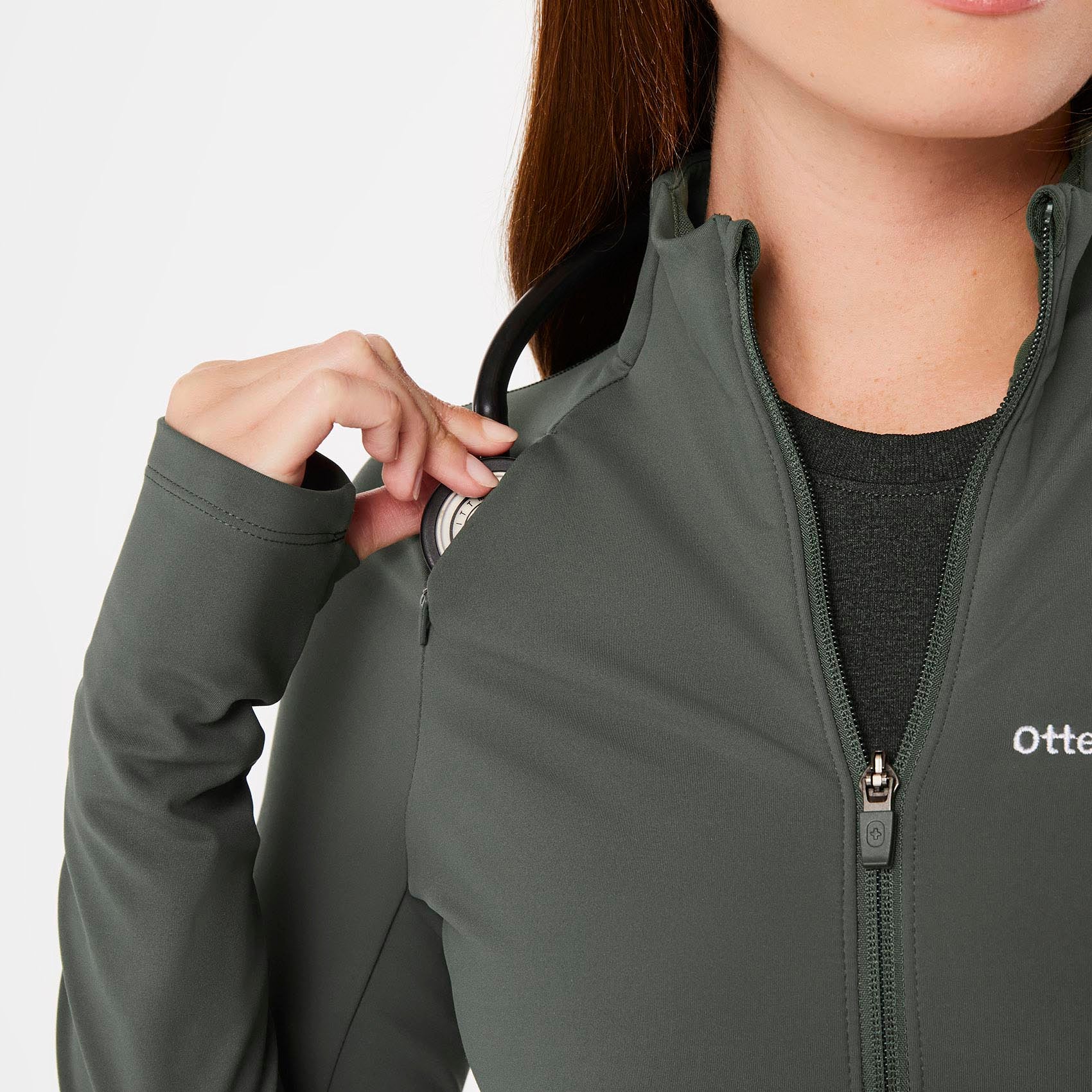 Women's ContourKnit Scrub Jacket™ - Moss · FIGS