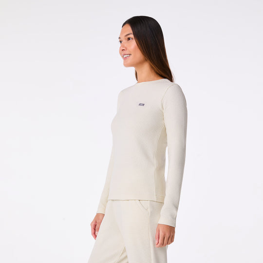Women’s Off-Shift Waffle Crewneck Top™ - Cream · FIGS