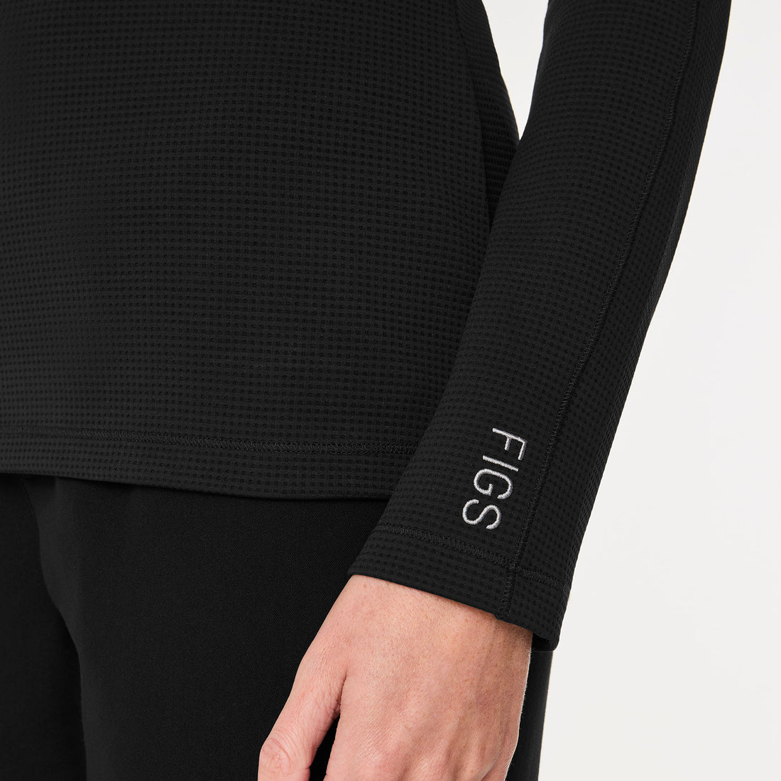 Women’s Waffle Long-sleeved Underscrub - Black · FIGS
