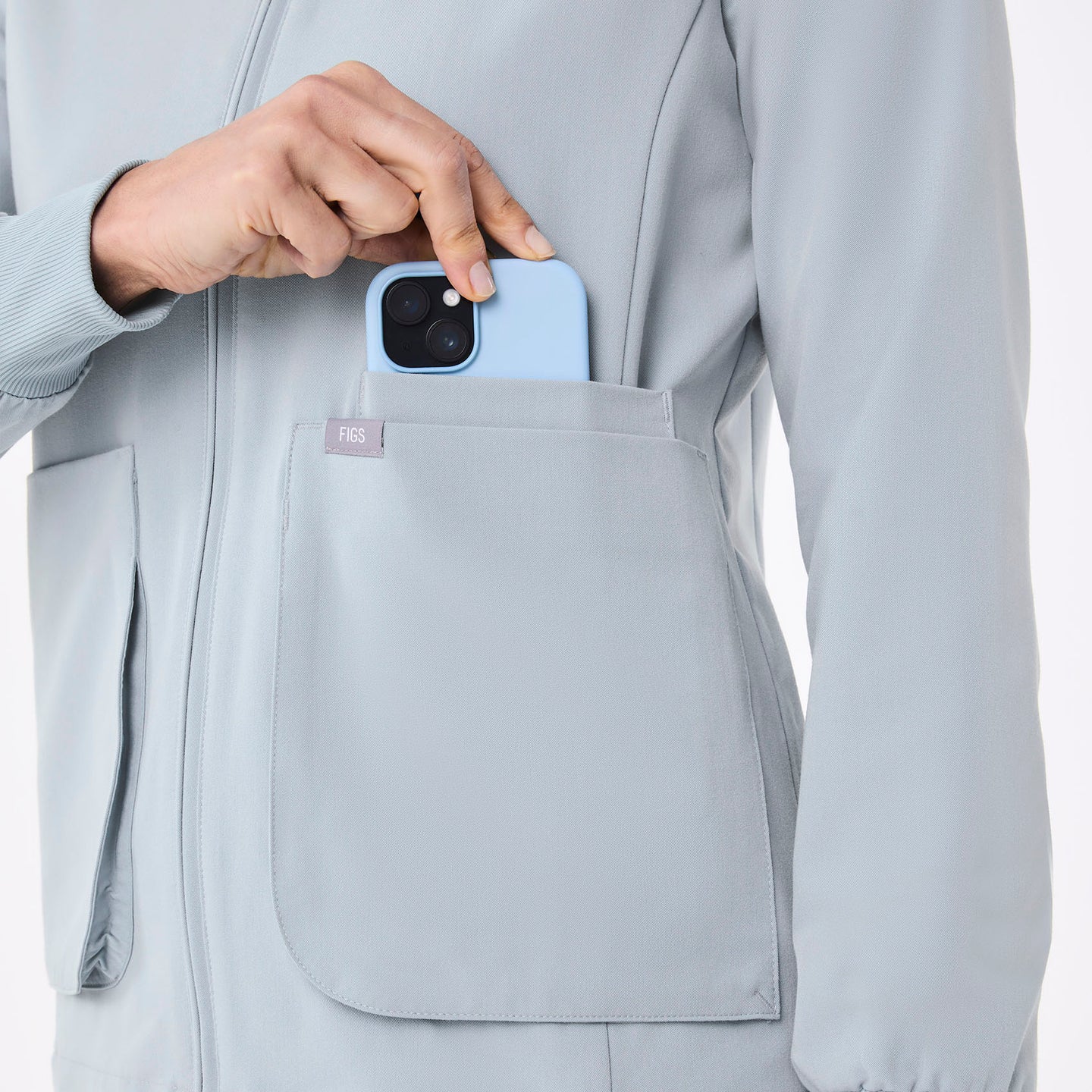 Women's Sebina Scrub Jacket - Dusty Blue · FIGS