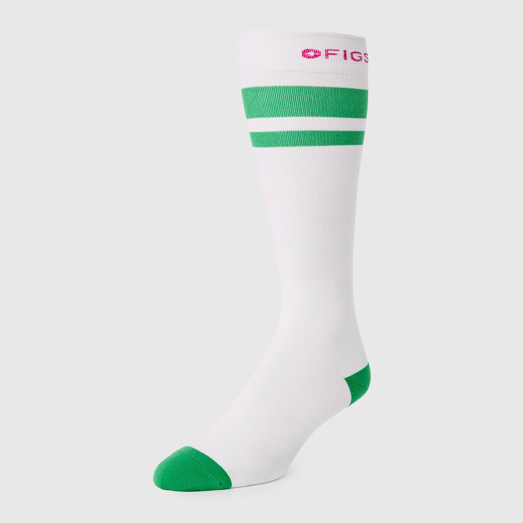 Men's Solid Compressions Socks - Stripe/Evergreen · FIGS