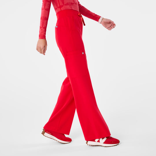 Women’s High Waisted Isabel Wide Leg Scrub Pants - Pop Red · FIGS