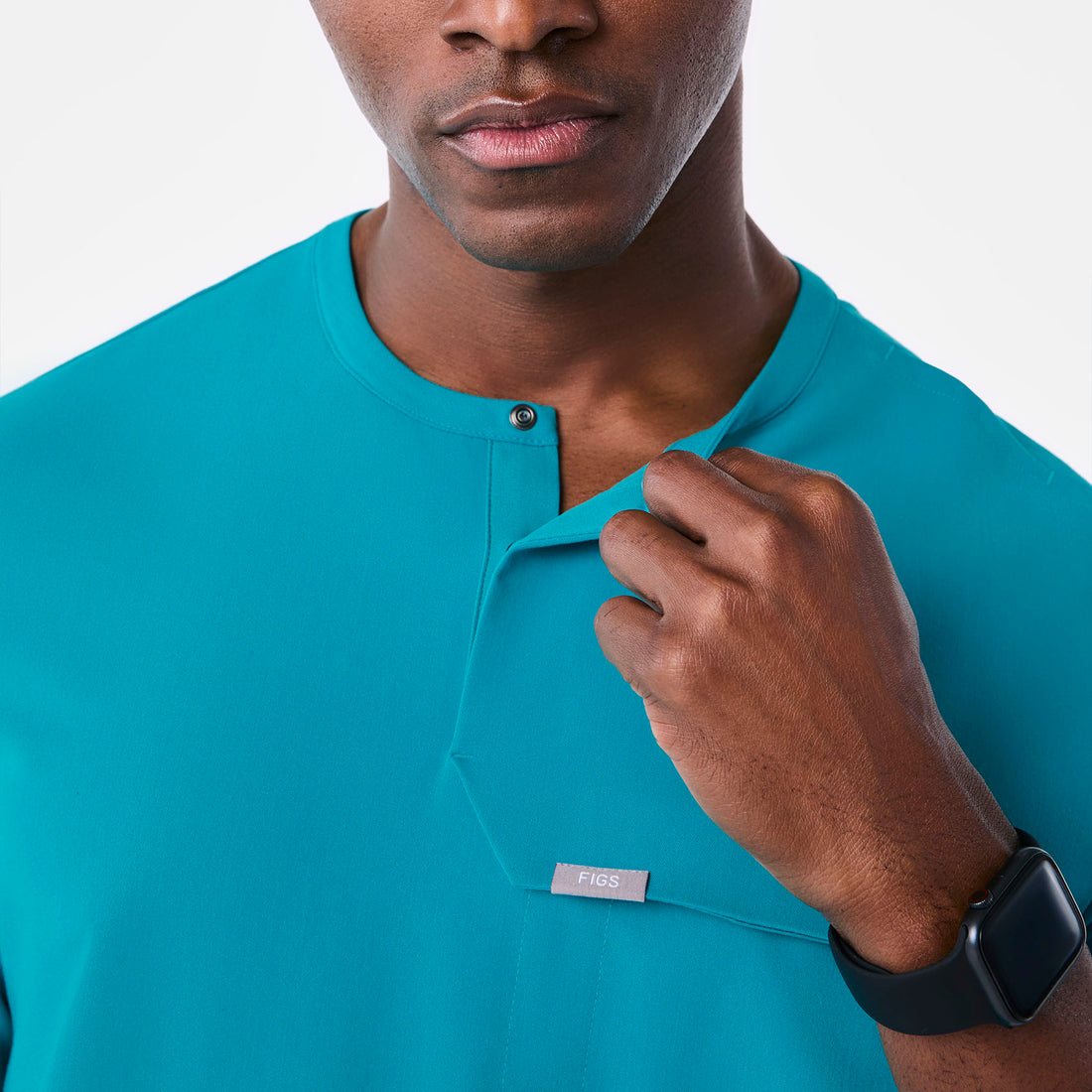 Men's Corfield Henley Scrub Top - Teal · FIGS