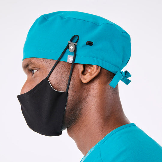 Modern Classic Scrub Cap with Buttonholes - Teal · FIGS