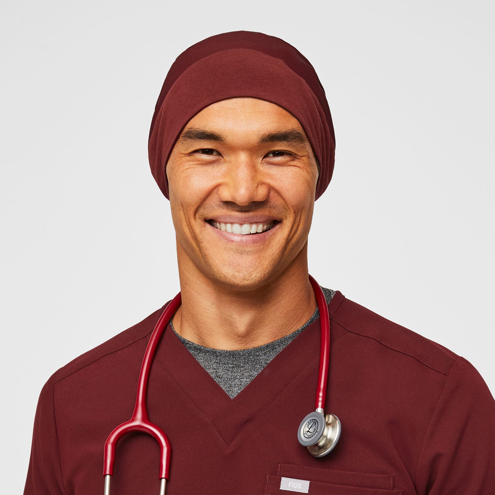 Modern Expandable Scrub Cap - Burgundy · FIGS