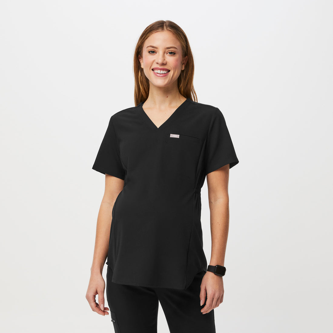 Women’s Octavia Maternity Scrub Top - Black · FIGS