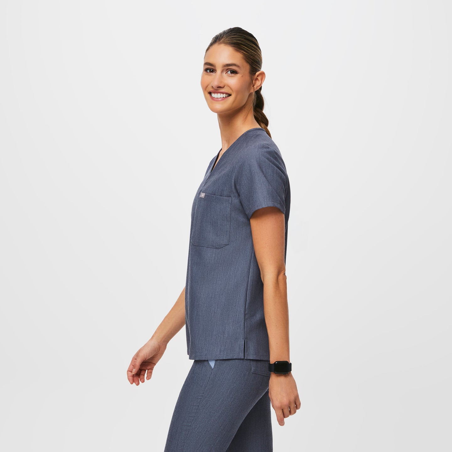 Women's Catarina One-Pocket Scrub Top™ - Heather Denim · FIGS