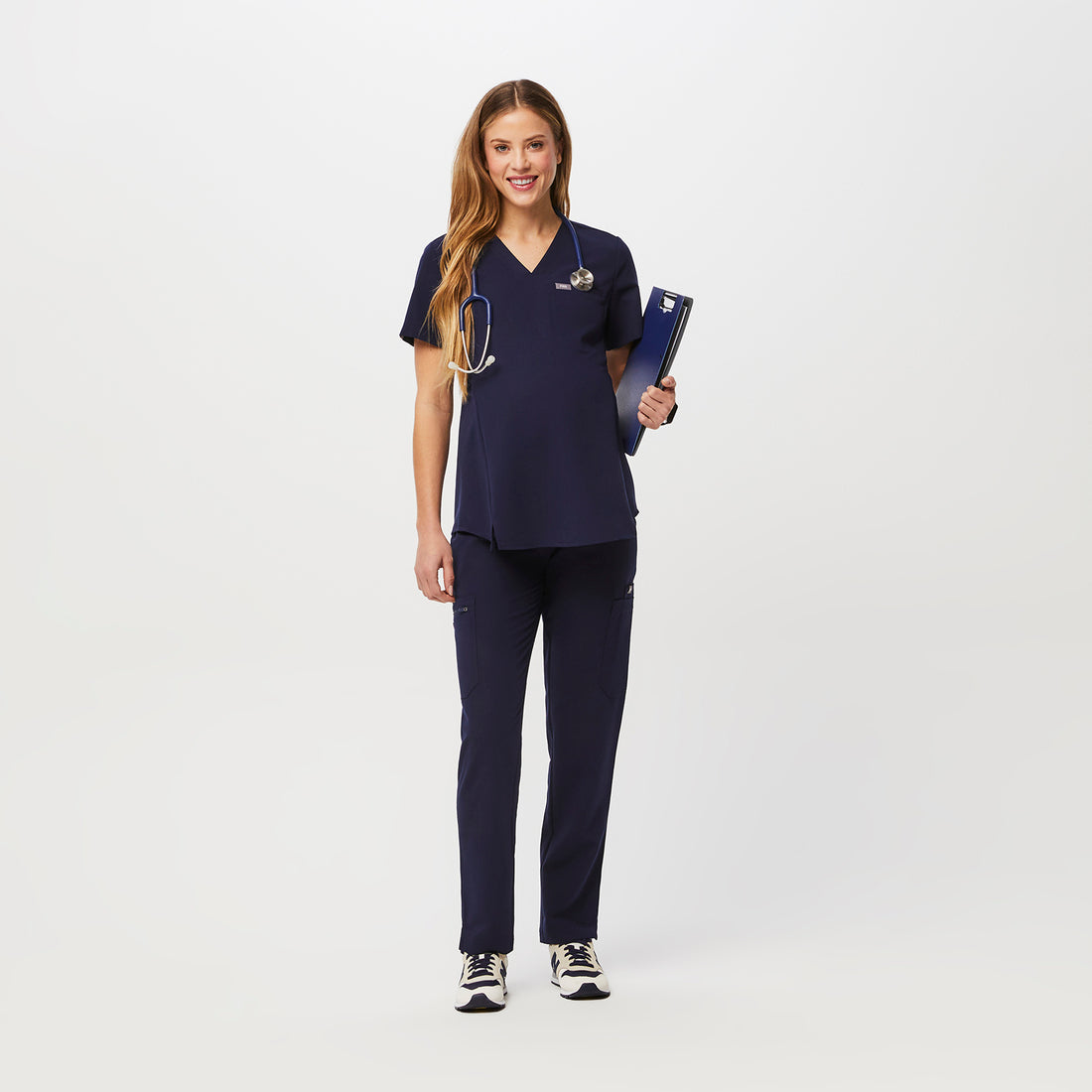 Women’s Octavia Maternity Scrub Top - Navy · FIGS