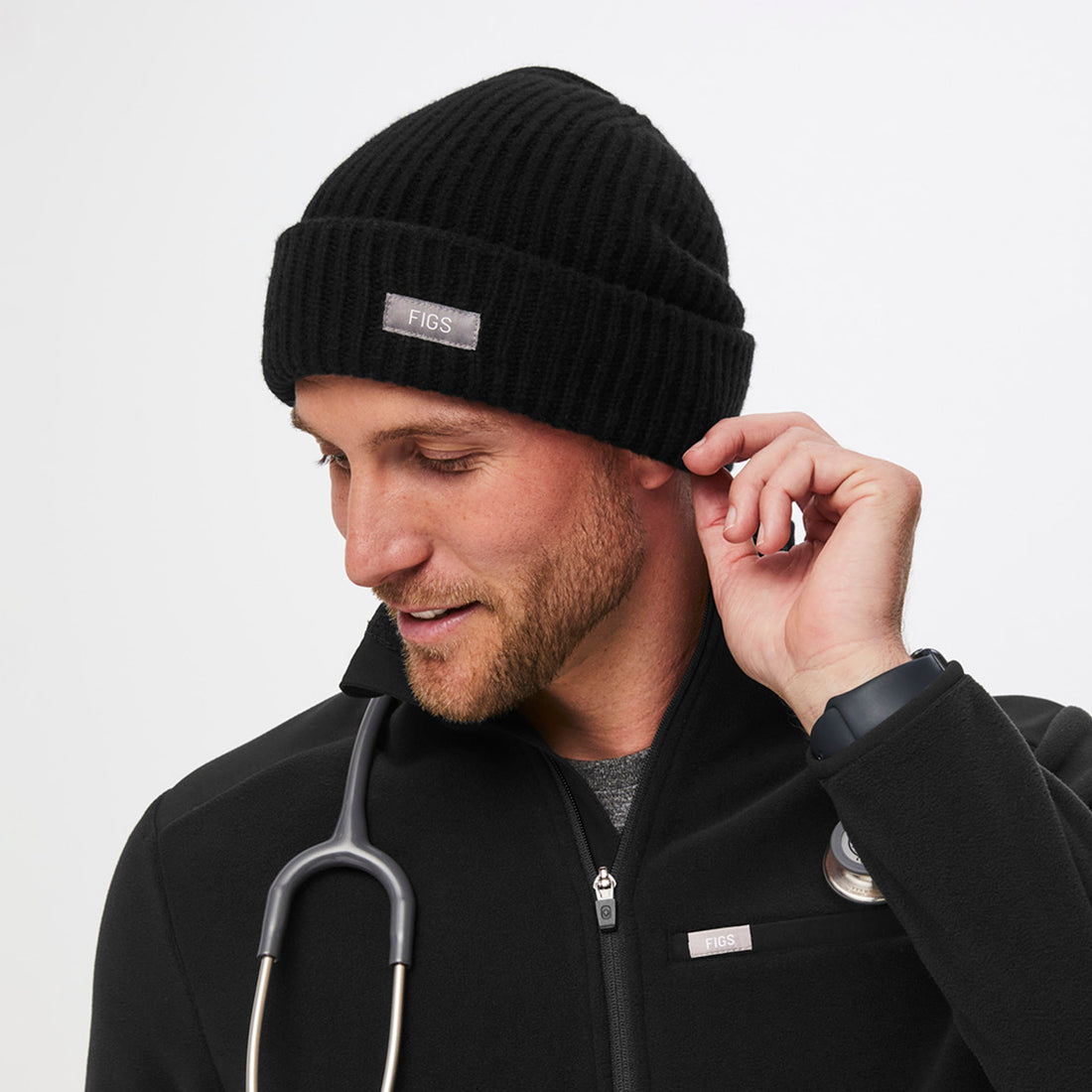 U Oversized Beanie - Black · FIGS