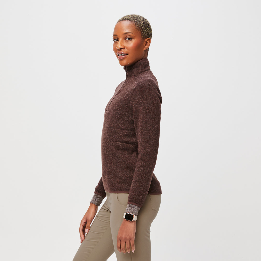 Women’s On-Shift™ ¼ Zip Sweater Knit - Heather Espresso · FIGS