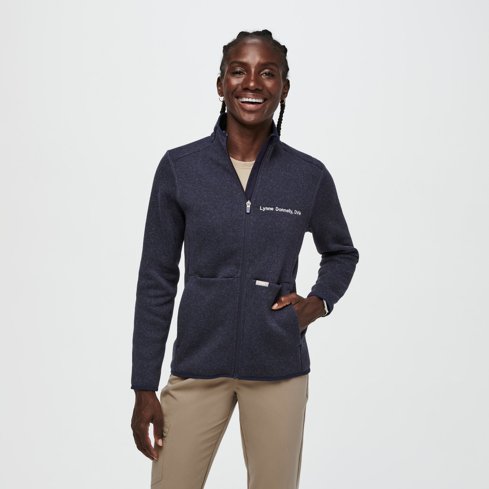 Women’s On-Shift Sweater Knit Jacket™ - Heather Navy · FIGS